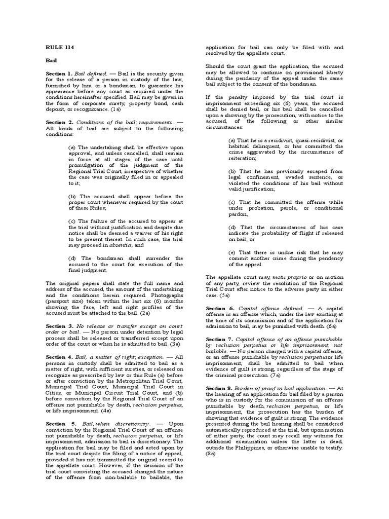 Rule 114 | PDF | Bail | Arraignment