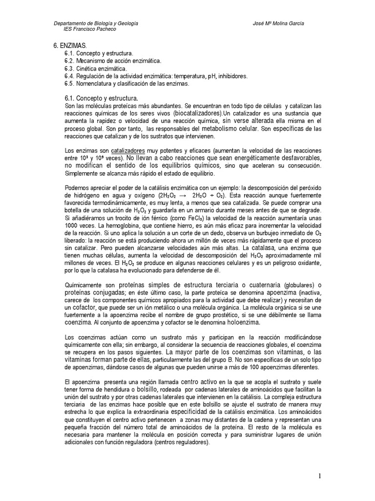 Enzima PDF | PDF | Enzima | Inhibidor de la enzima
