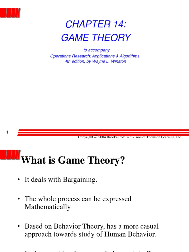 Game Theory: To Accompany Operations Research: Applications ...