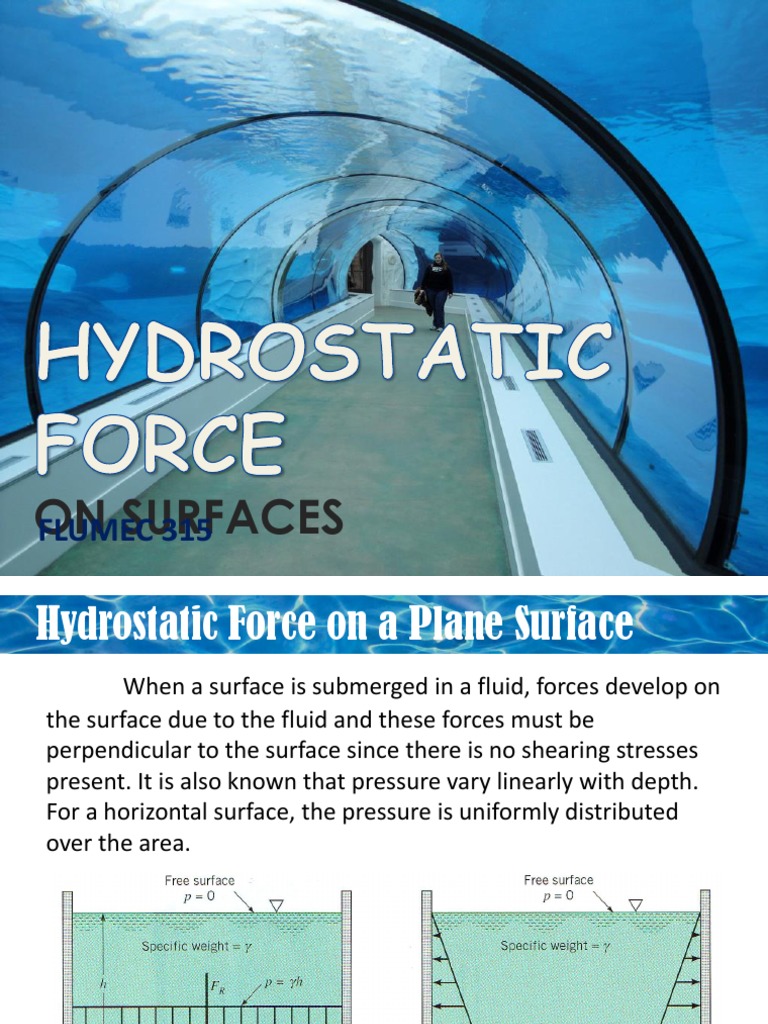 Hydrostatic Forces on Submerged Surfaces | PDF | Pressure | Dam