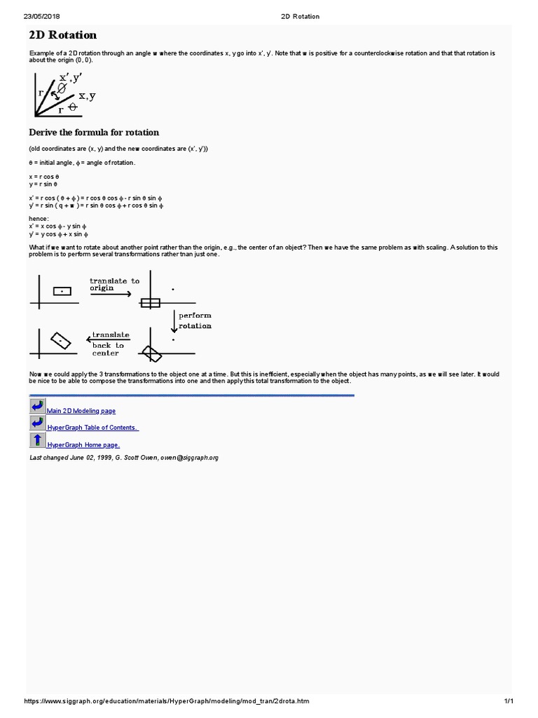 2D Rotation: Derive The Formula For Rotation | PDF