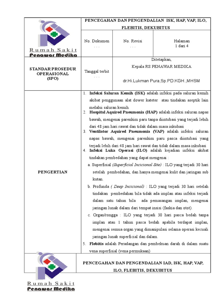 SPO-Pencegahan-Infeksi ILO IADP ISK | PDF