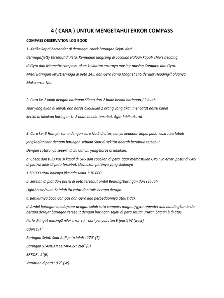 Cara Mengetahui Kompas Error | PDF