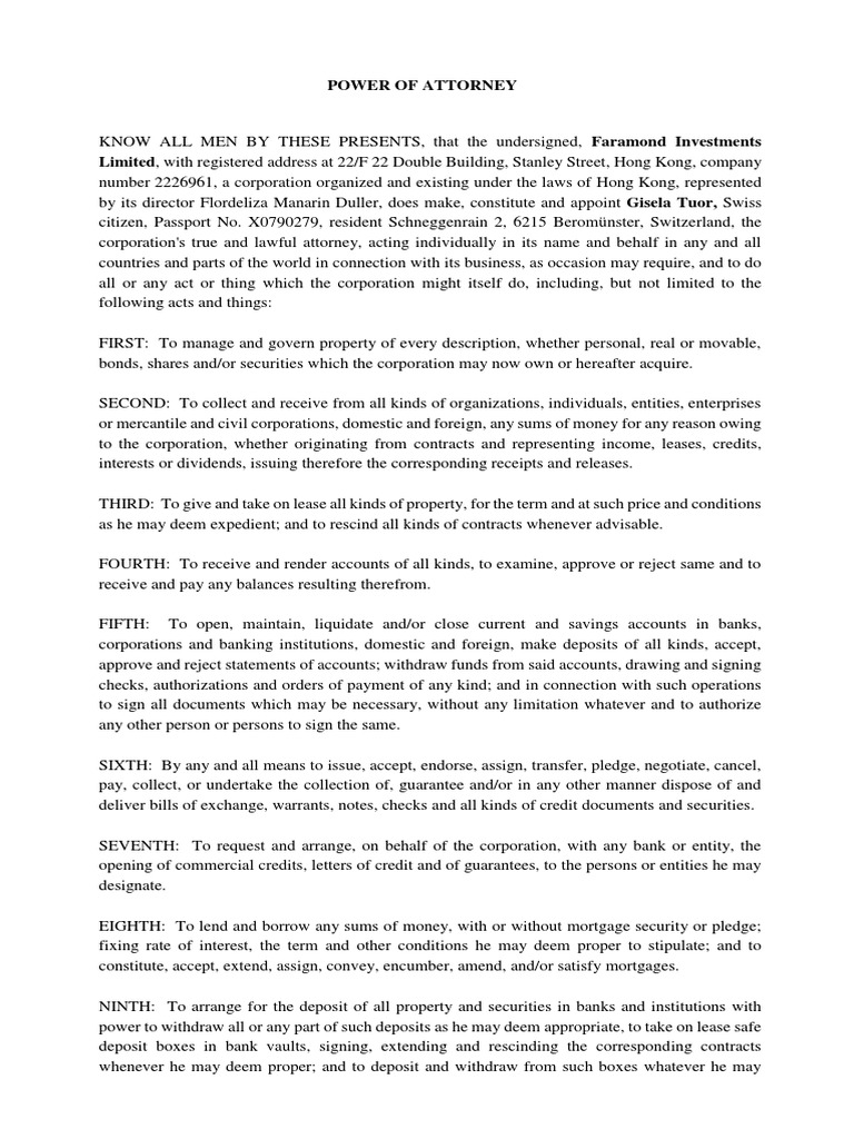 General Power of Atty Template 1 | PDF | Securities (Finance) | Banks