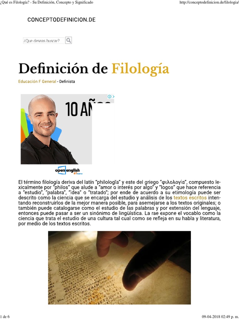 Definición y Significado de Filología | PDF | Ciencias sociales | Filosofía