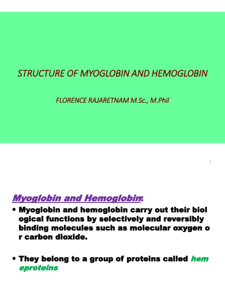 Structure of Myoglobin-Rev | PDF | Hemoglobin | Ligand (Biochemistry)
