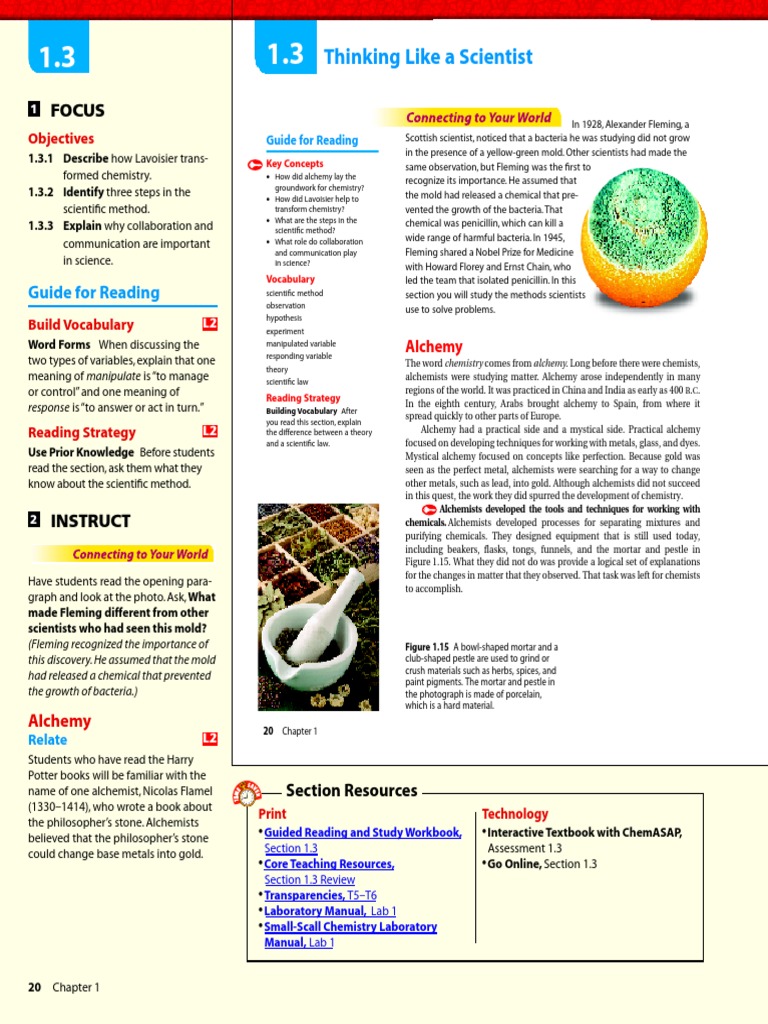 Prentice hall chemistry Teachers edition Chapter 1-3 | Experiment | Alchemy