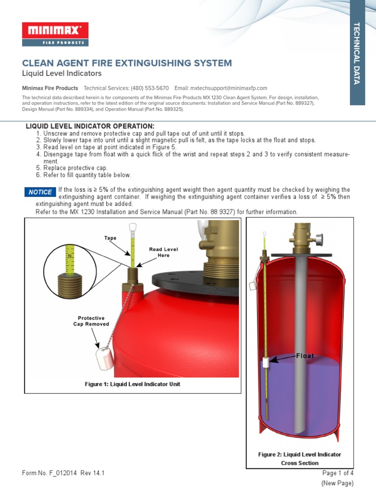 Clean Agent Liquid Level Indicators - 012014 - 1 | PDF | Pound (Mass)