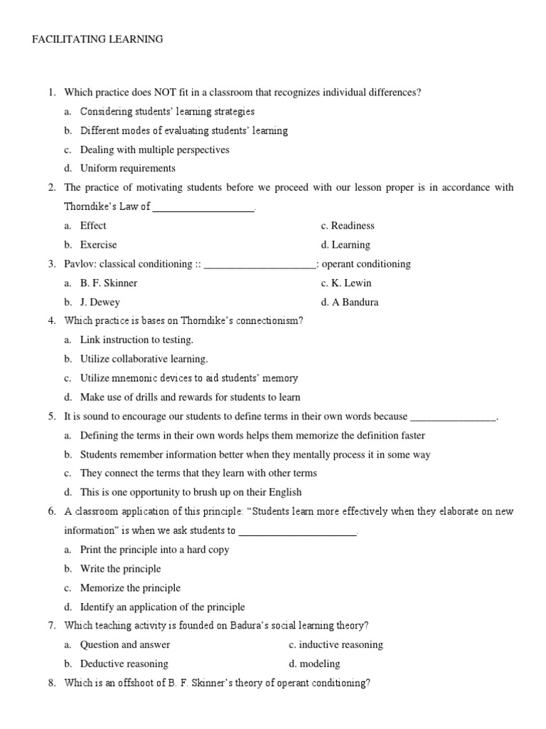 Facilitating Learning | PDF | Constructivism (Philosophy Of Education ...