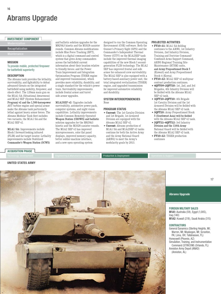 Abrams Upgrade: Investment Component | PDF | Armoured Fighting Vehicles ...