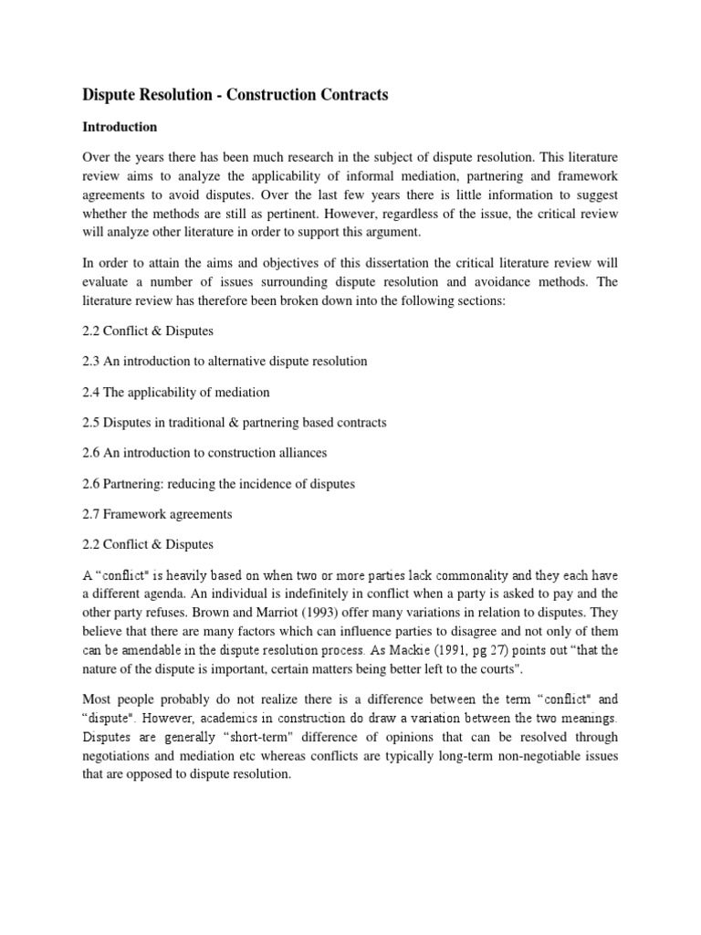 Dispute Resolution - Construction Contracts | PDF | Mediation ...