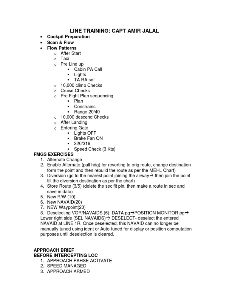 Line Training-Syllabus A320 | PDF