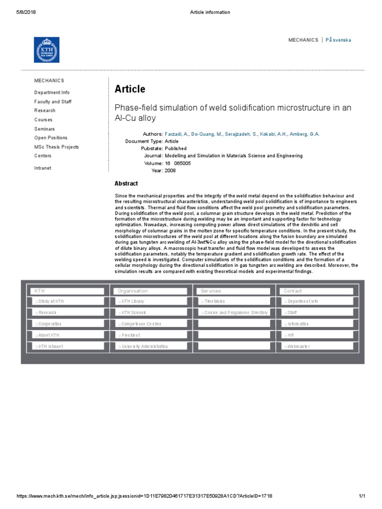 Article: Phase-Field Simulation of Weld Solidification Microstructure ...