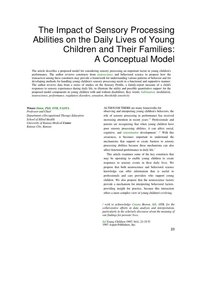 Dunn, The Impact of Sensory Processing Abilities on the Daily Lives of ...