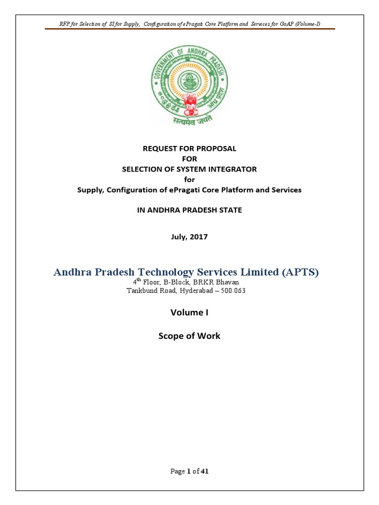 RFP Vol I 20170720 Final | PDF | Request For Proposal | Cloud Computing