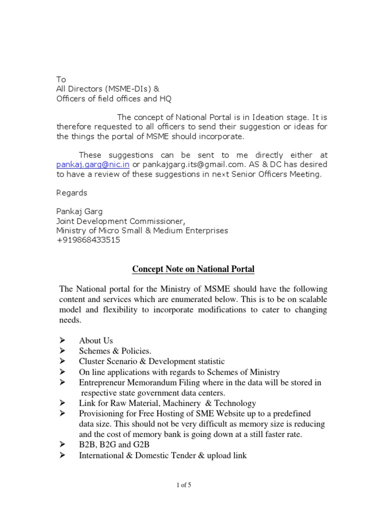 Pankaj - Garg@nic - In: Concept Note On National Portal | PDF | Small ...