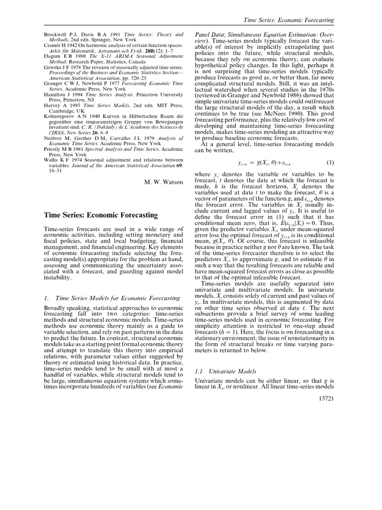 Time Series Economic Forecasting | PDF | Time Series | Autoregressive Model