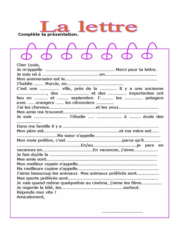 Lettre amicale : modèle et conseils A1 | PDF | Maison et jardin | Art