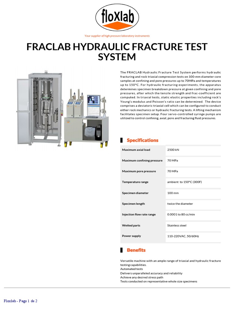 Fraclab Hydraulic Fracture Test System: Specifications | PDF ...