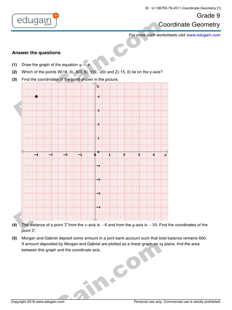 Grade 9 Coordinate Geometry: Answer The Questions | PDF | Cartesian ...