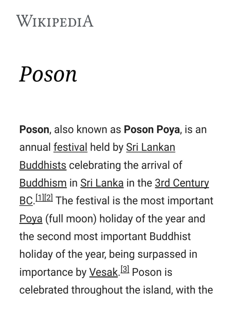 Poson - Wikipedia PDF | PDF | Holidays | Sri Lanka
