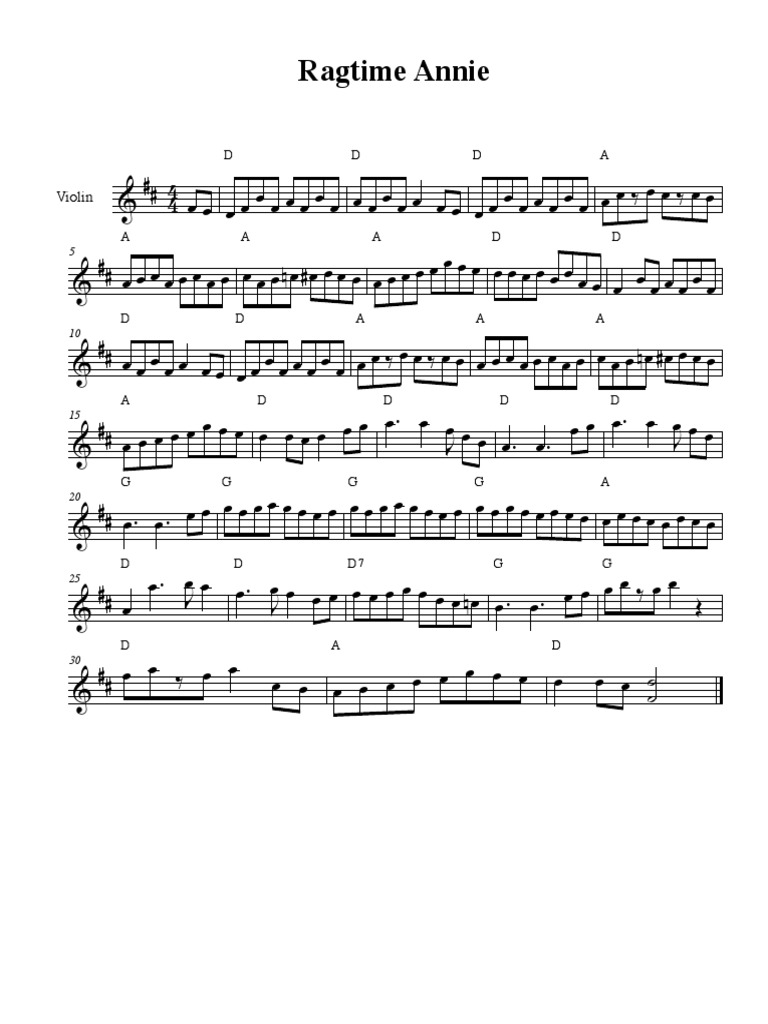 Ragtime Annie | PDF | Bowed Instruments | Continuous Pitch Instruments