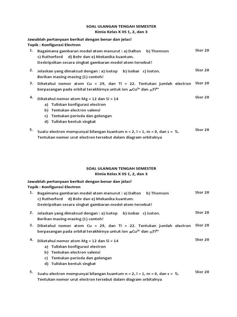 Soal Uts 2018 | PDF | Science & Mathematics