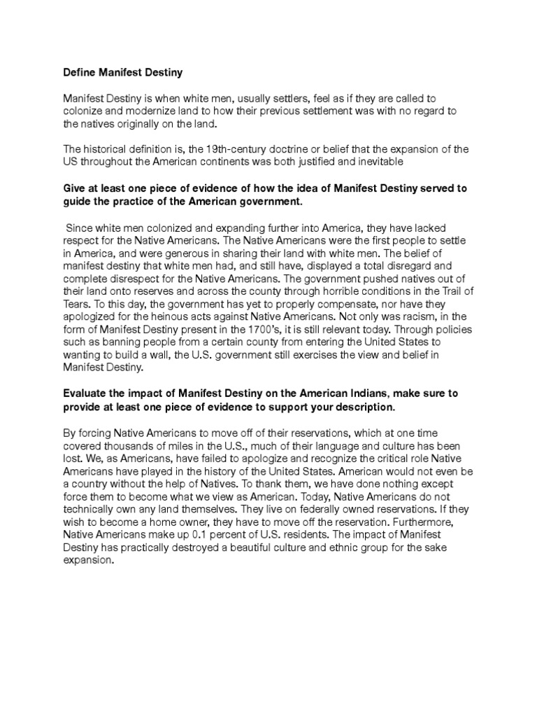 Manifest Destiny Saq PDF | PDF