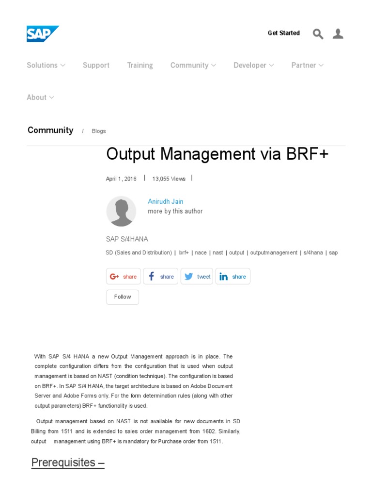 Output Management Via BRF SAP Blogs PDF | PDF