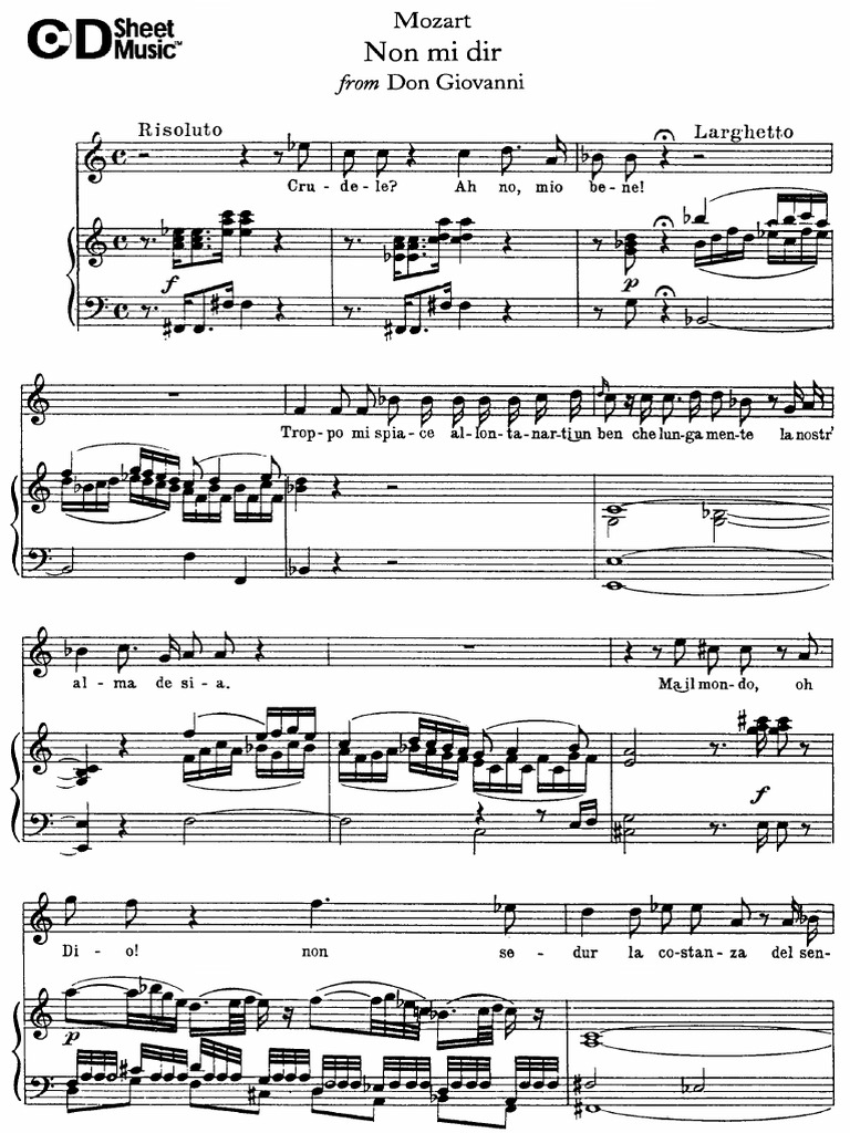 Mozart - Don Giovanni - Non Mi Dir PDF | PDF