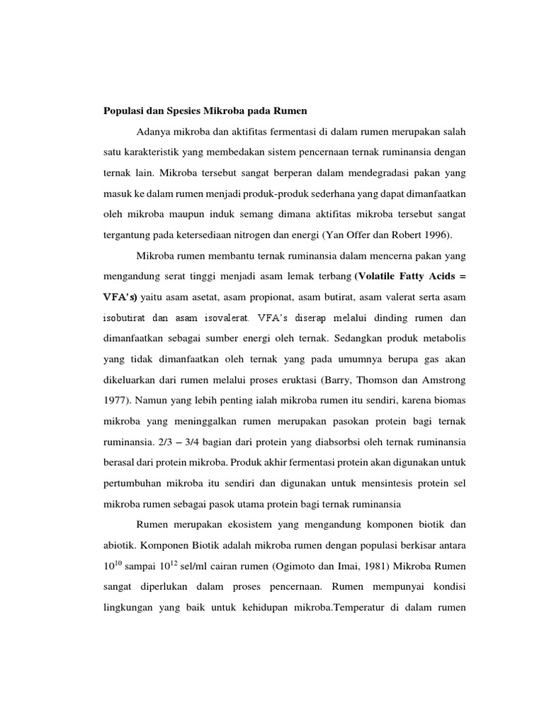 Populasi Dan Spesies Mikroba Pada Rumen | PDF