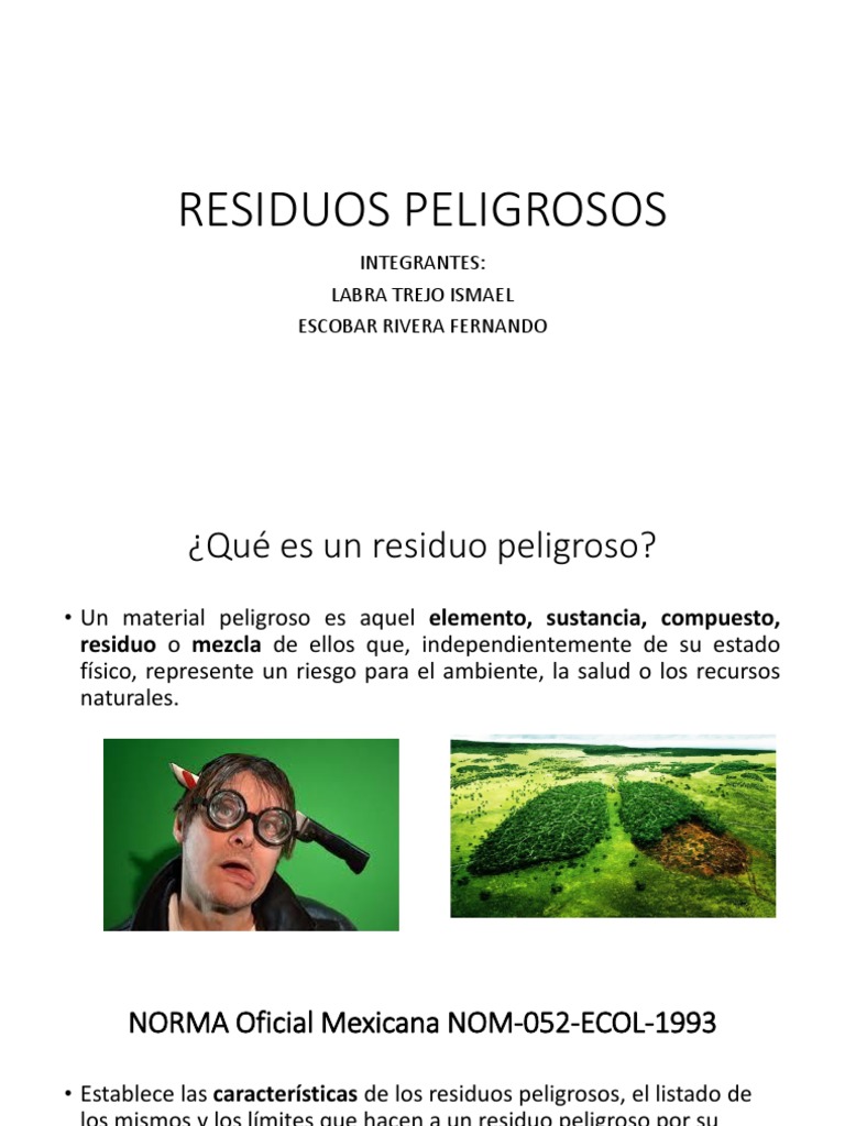 Clasificación Cretib y Onu de Manejo de Residuos Peligrosos | PDF ...