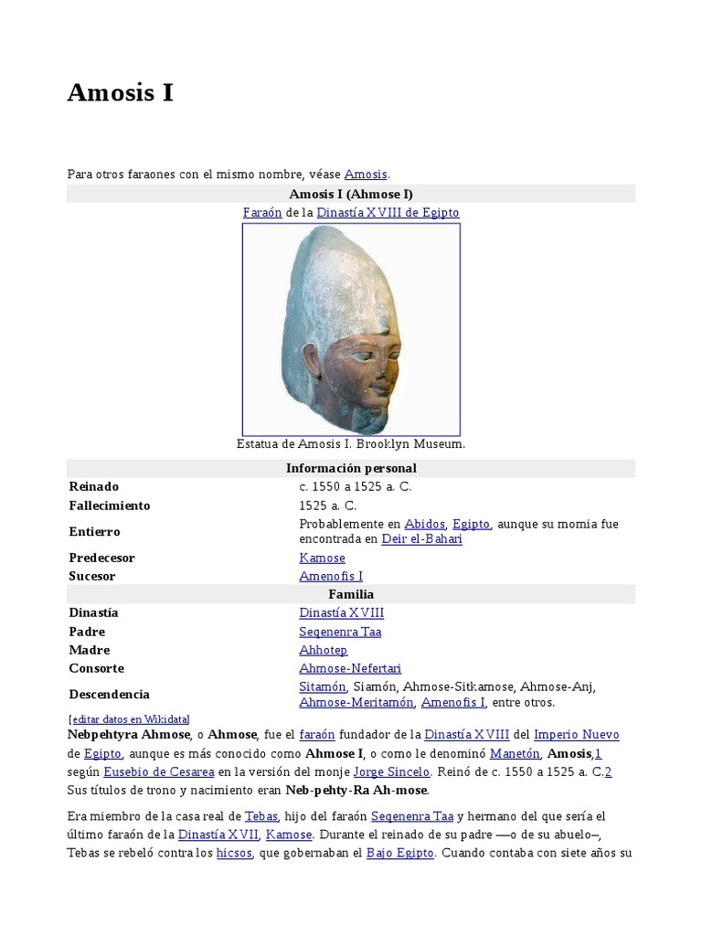 Amosis I | PDF | Antiguos imperios de África | Antiguo Egipto