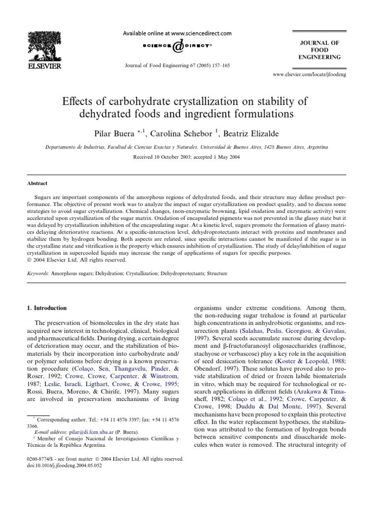 Food Stability & Sugar Crystallization | PDF | Biological Membrane ...