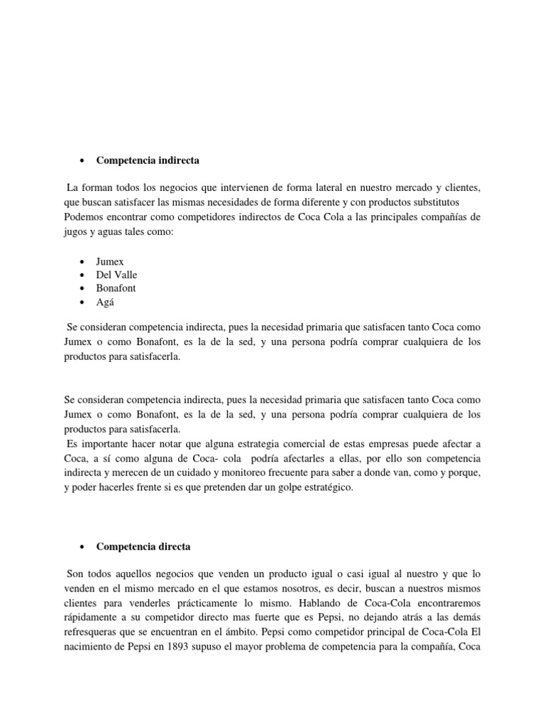 Competencia indirecta y directa en la industria de las bebidas no ...
