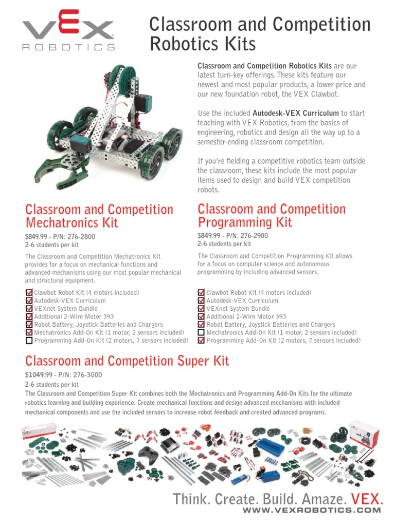VEX ClassroomAndCompetition Robotics Kitsrev2 | PDF | Robotics ...