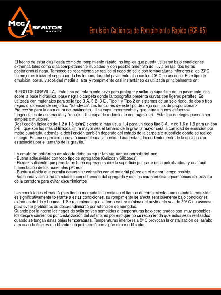 Características y aplicación de la emulsión catiónica de rompimiento ...