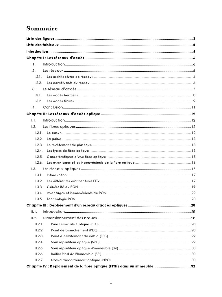 rapport de stage | Fibre optique | FTTx