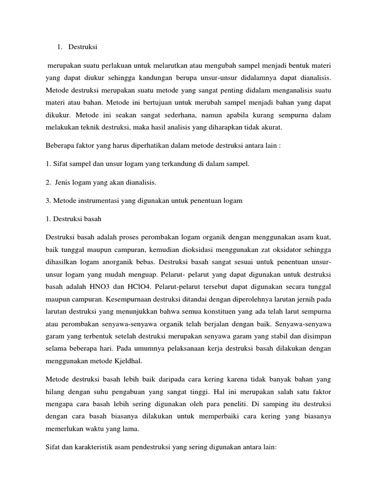 Destruksi Ekstraksi Dan Destilasi | PDF
