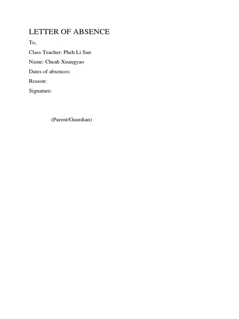 Student Absence Notification Form | PDF | Self-Improvement | Wellness