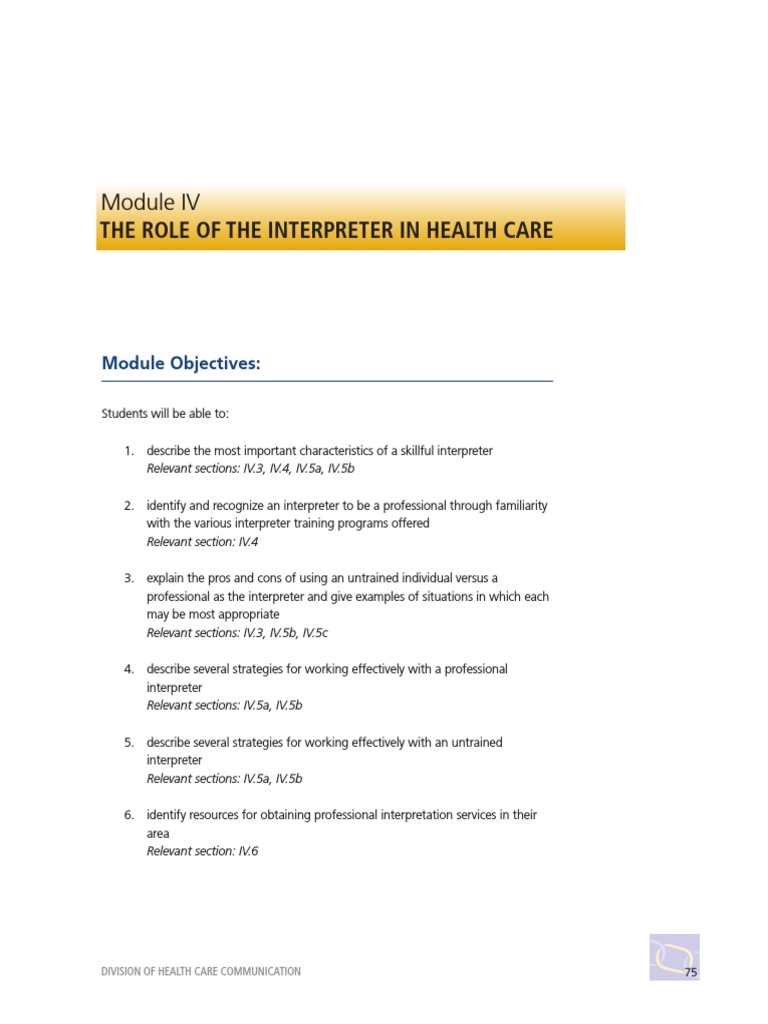 Role of The Interpreter in Health Care | PDF | Language Interpretation ...