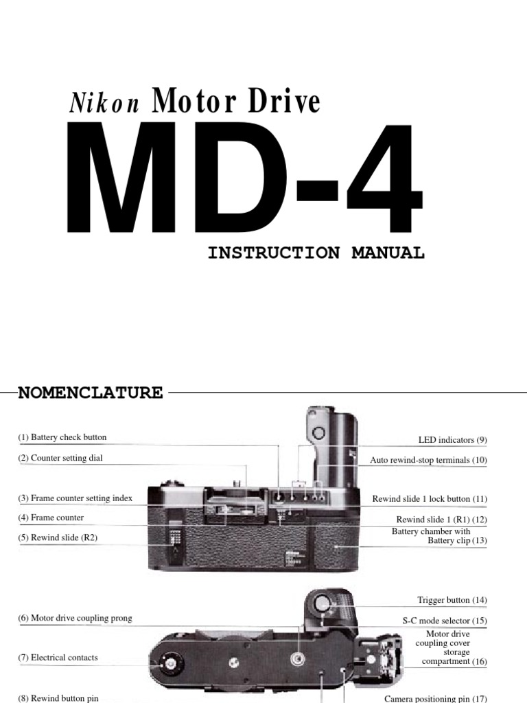 Nikon MD4 User Manual | PDF | Battery (Electricity) | Shutter (Photography)