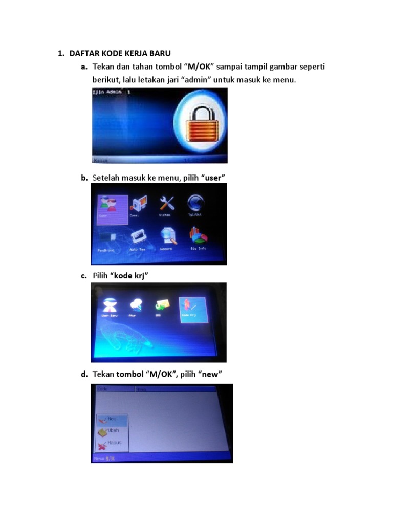 Daftar Kode Kerja Baru A. Tekan Dan Tahan Tombol "M/OK" Sampai Tampil ...