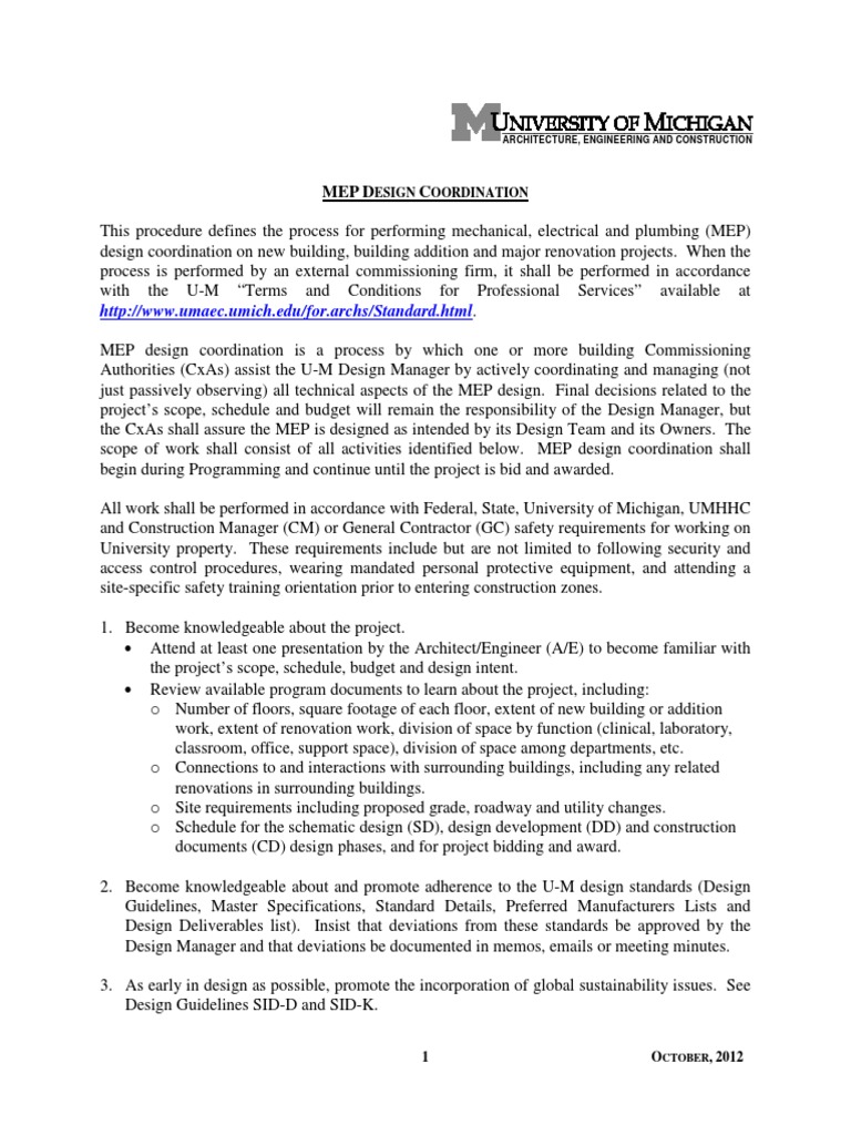 MEP Design Coordination Guide | PDF | Specification (Technical Standard ...