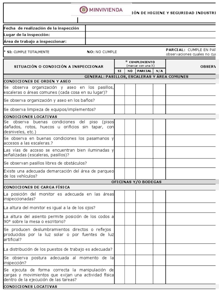 Gth-f-50 Formato Sst-Inspección de Higiene y Seguridad Industrial ...