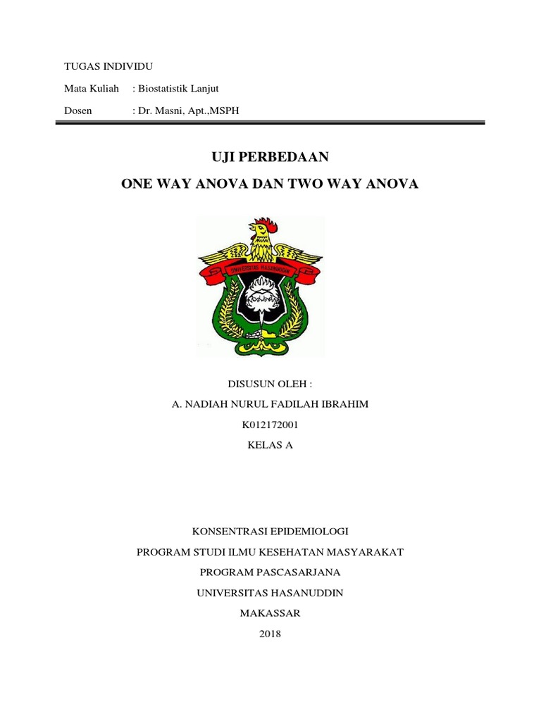 Uji Perbedaan One Way Dan Two Way Anova A4 | PDF