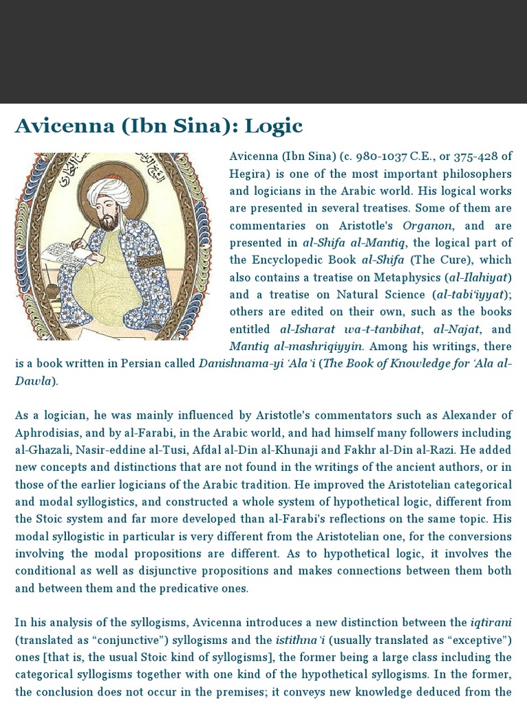 Avicenna (Ibn Sina) : Logic - Internet Encyclopedia of Philosophy | PDF ...