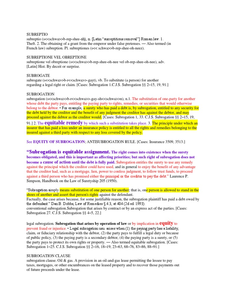 SUBROGATION | PDF | Subrogation | Civil Law (Common Law)
