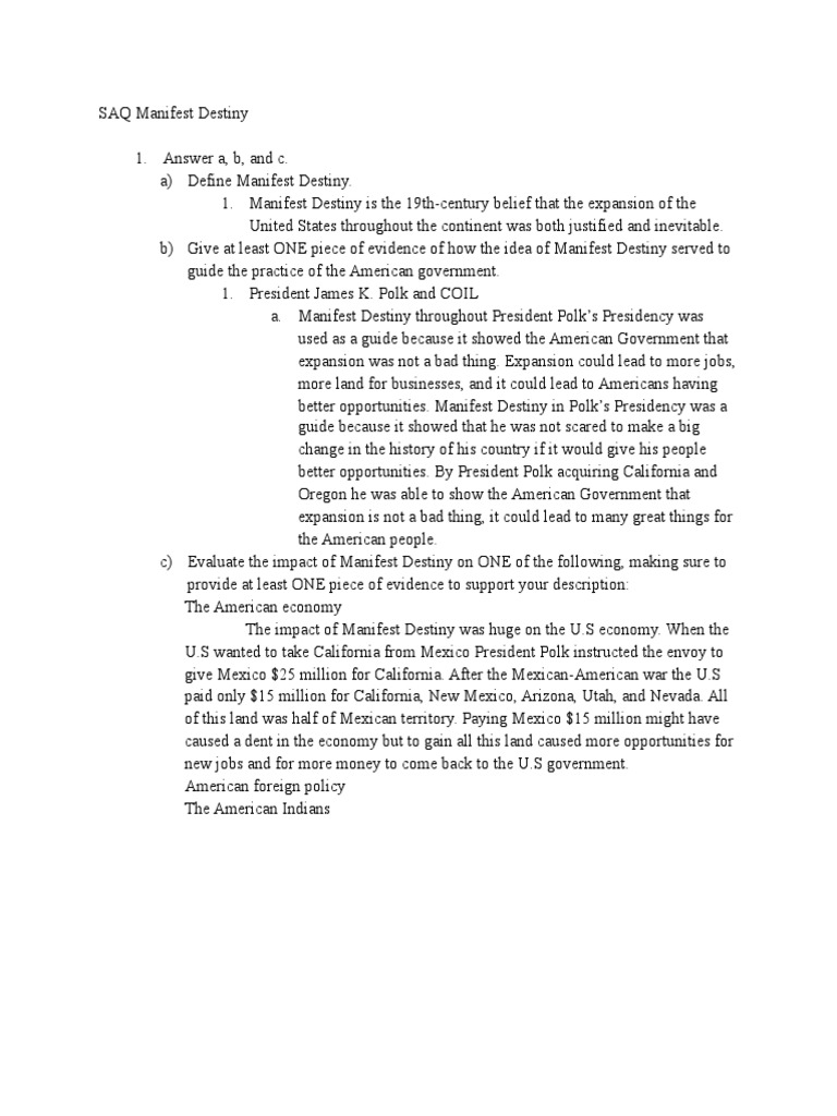 Saq Manifest Destiny PDF | PDF | Mexican–American War | The United States