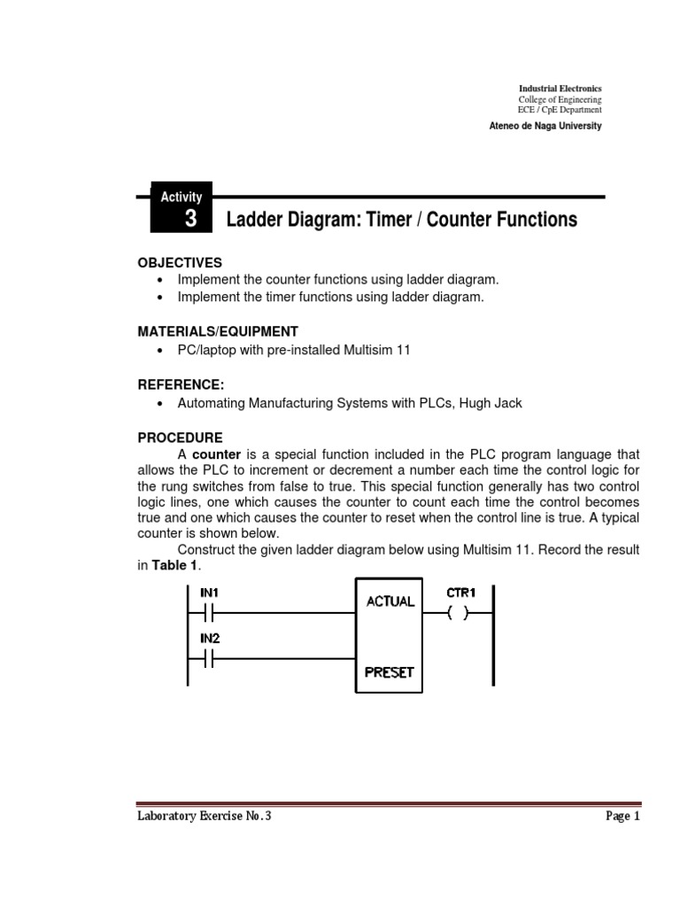 03 - Ladder Diagram - Timer, Counter Functions | PDF | Timer | Programmable Logic Controller